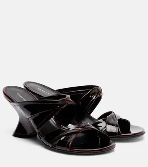 Dries Van Noten 75 Patent Leather Wedge Mules