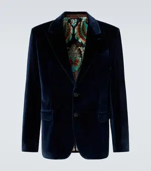 Etro Cotton Velvet Blazer - Blue