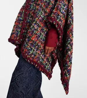 Etro Wool, Mohair And Cotton-blend Tweed Cape