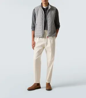 Kiton Cashmere-blend Vest With Suede Trim