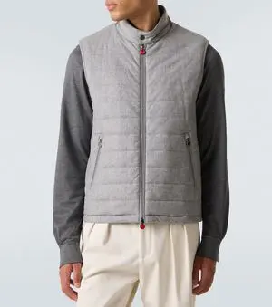 Kiton Cashmere-blend Vest With Suede Trim