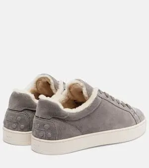 TOD'S Shearling-lined Suede Sneakers - Grey