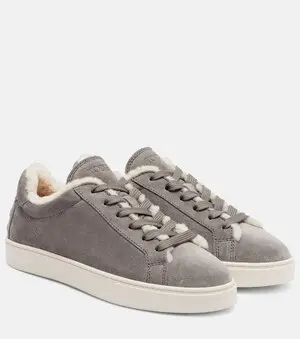 TOD'S Shearling-lined Suede Sneakers - Grey