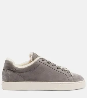TOD'S Shearling-lined Suede Sneakers - Grey