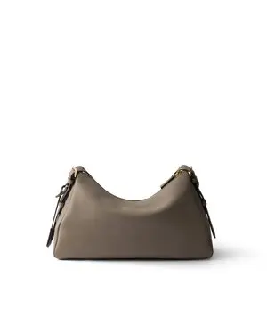 Prada Aimée Large Leather Shoulder Bag - Grey