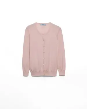 Prada Cotton And Silk Knit Cardigan - Pink