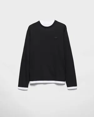Prada Long-sleeved Cotton T-shirt - Black/white