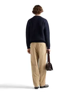 Prada Cotton Wide Leg Pants - Neutral