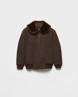 Prada Wool Blouson Jacket With Shearling Collar