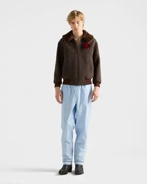 Prada Wool Blouson Jacket With Shearling Collar