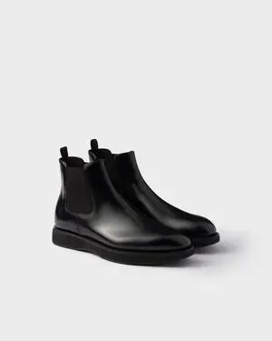 Prada Brushed Leather Chelsea Boots