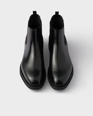 Prada Brushed Leather Chelsea Boots