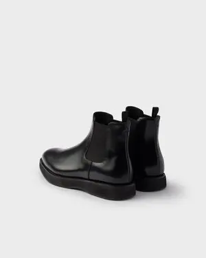 Prada Brushed Leather Chelsea Boots