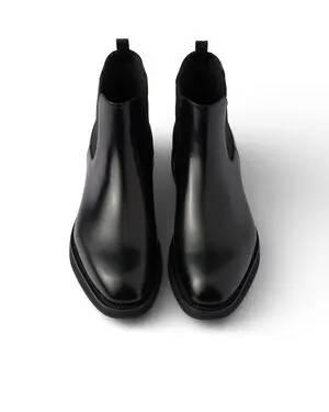 Prada Brushed Leather Chelsea Boots
