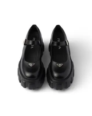 Prada Brushed Leather Monolith Mary Janes