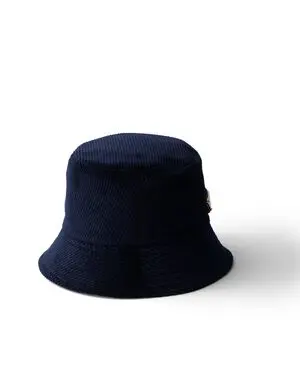 Prada Corduroy Bucket Hat - Blue
