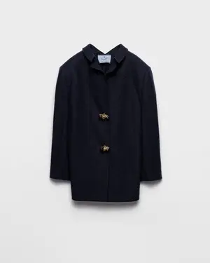 Prada Shetland Wool Jacket With Jewel Buttons - Navy