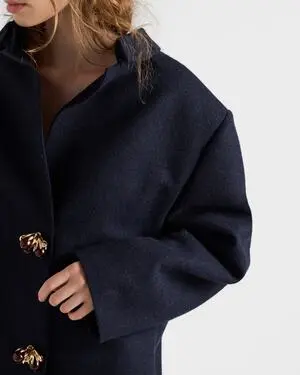 Prada Shetland Wool Jacket With Jewel Buttons - Navy