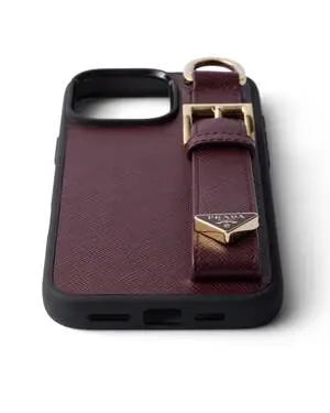 Prada Saffiano Leather Case For Iphone 16 Pro Max - Red