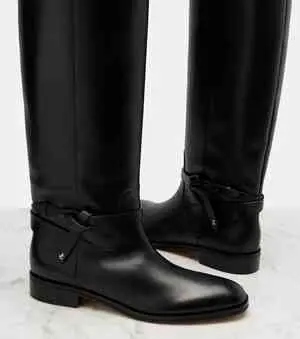 JIMMY CHOO Lawton Leather Knee-high Boots - Black