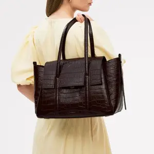 RADLEY The Chancery Faux Croc Flapover Shoulder Bag - Walnut