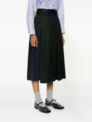 Sandro Pinstripe Pleated Midi Skirt