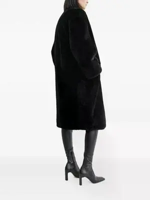 TOTEME Shearling Collarless Coat - Black