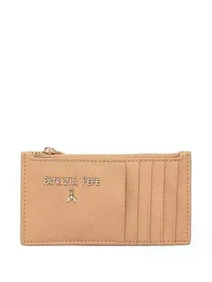 Patrizia Pepe Logo-lettering Leather Card Holder - Neutrals