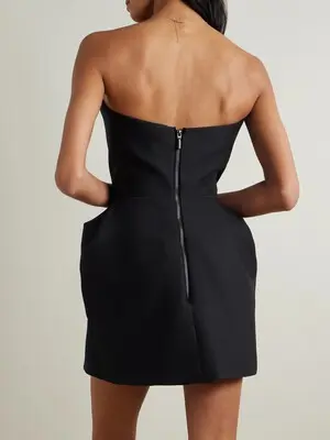 Maticevski Le Petite Strapless Pleated Wool And Silk-blend Mini Dress