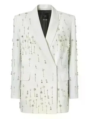 Pinko Crystal-embellished Double-breasted Jacket - White