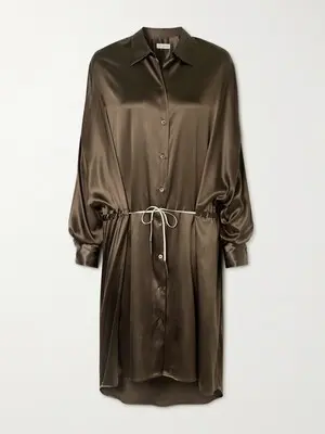 Brown Silk Shirt Dresses