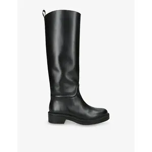 STUART WEITZMAN Celia Flat Leather Knee-high Boots - Black