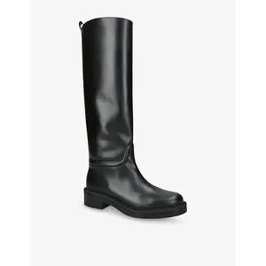 STUART WEITZMAN Celia Flat Leather Knee-high Boots - Black