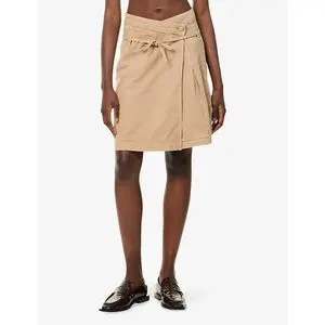 DAMSON MADDER Kat Kilt Wrap-front Denim Midi Skirt