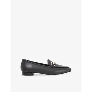 DUNE Grained Flat Leather Loafers - Black Leather