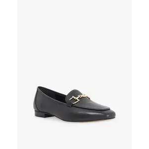 DUNE Grained Flat Leather Loafers - Black Leather