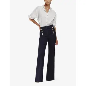 REISS Athena Flared-leg Stretch-denim Jeans - Dark Blue