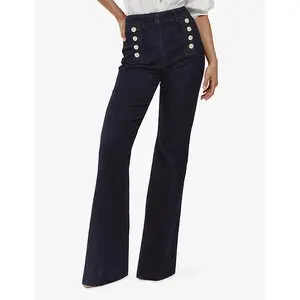 REISS Athena Flared-leg Stretch-denim Jeans - Dark Blue