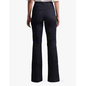 REISS Athena Flared-leg Stretch-denim Jeans - Dark Blue