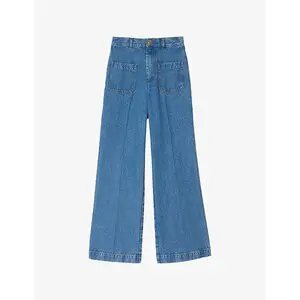 Sandro Wide-leg High-rise Denim Jeans - Blue Jean