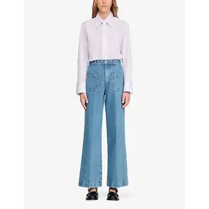 Sandro Wide-leg High-rise Denim Jeans - Blue Jean