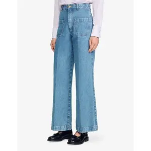 Sandro Wide-leg High-rise Denim Jeans - Blue Jean