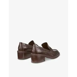 JIMMY CHOO Tylor 60 Embossed Leather Loafers - Chocolate