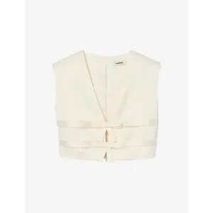 Sandro Sleeveless Cropped Satin Top