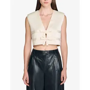 Sandro Sleeveless Cropped Satin Top