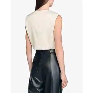 Sandro Sleeveless Cropped Satin Top
