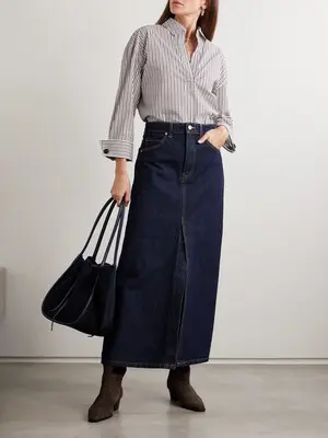 Veronica Beard Draymond Striped Stretch Cotton-blend Poplin Shirt