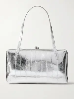 JIL SANDER Goji Pillow Metallic Crinkled-leather Shoulder Bag