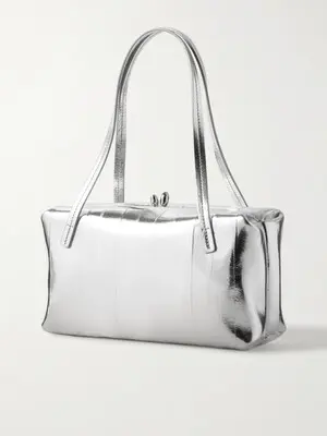JIL SANDER Goji Pillow Metallic Crinkled-leather Shoulder Bag