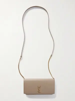 Saint Laurent Cassandre Strap Leather Phone Case - Neutrals
